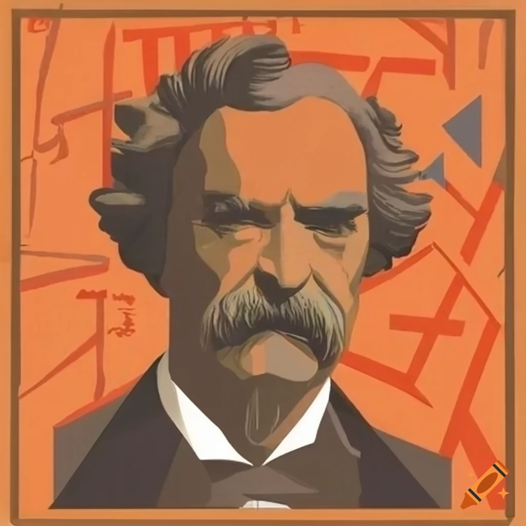 Mark twain poster with russian constructivism style on Craiyon