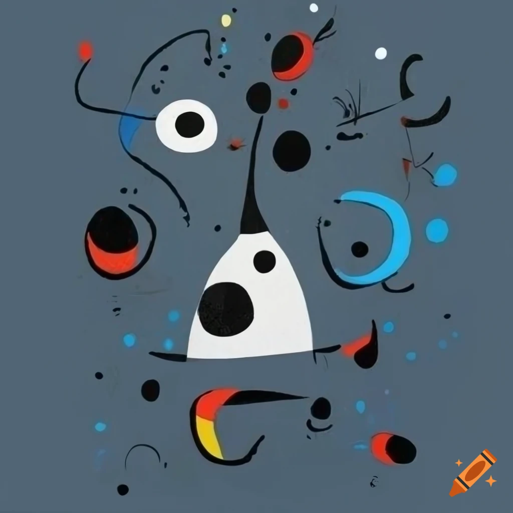 Surrealist cosmic creatures in Miro painting style with textured flat ...