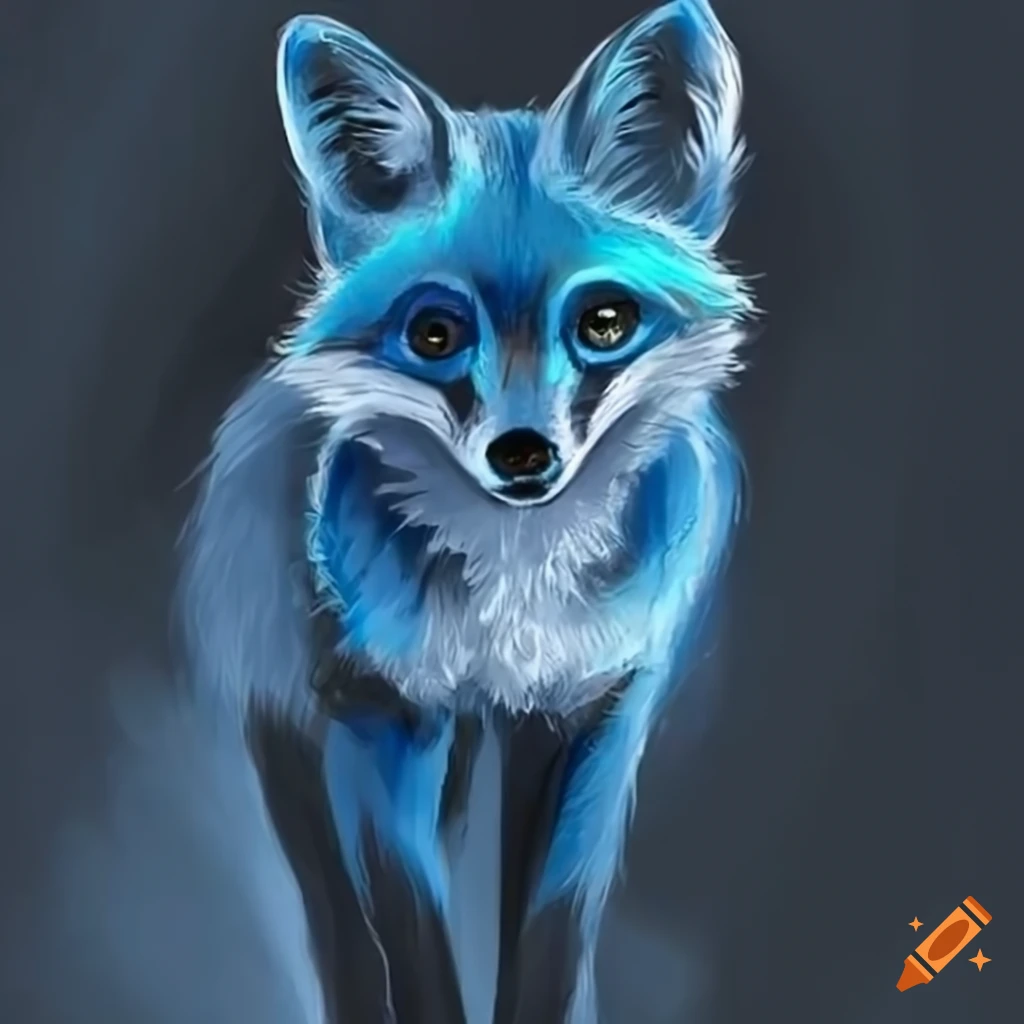 Fox with blue to black colors on Craiyon