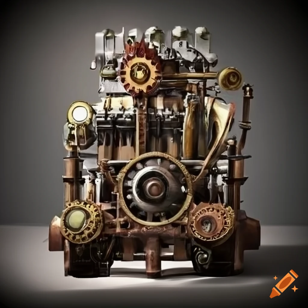 Steampunk-inspired speed machine with intricate Victorian era machinery ...