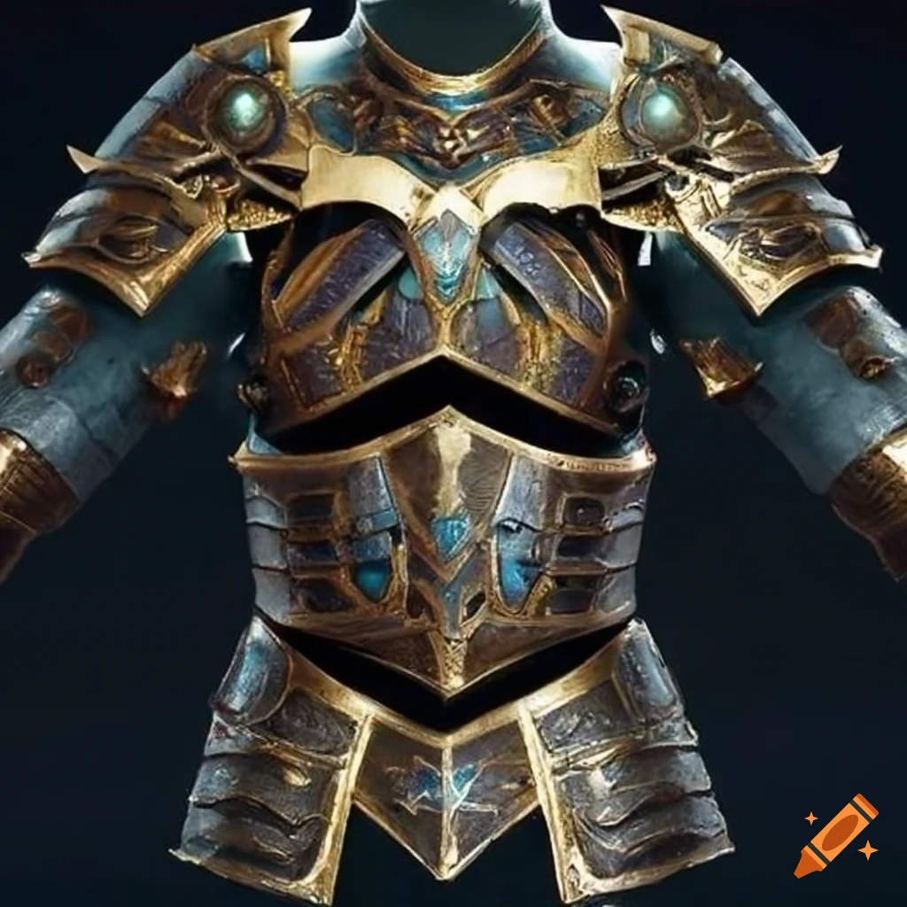 Adorned magic body armor close-up front view on Craiyon