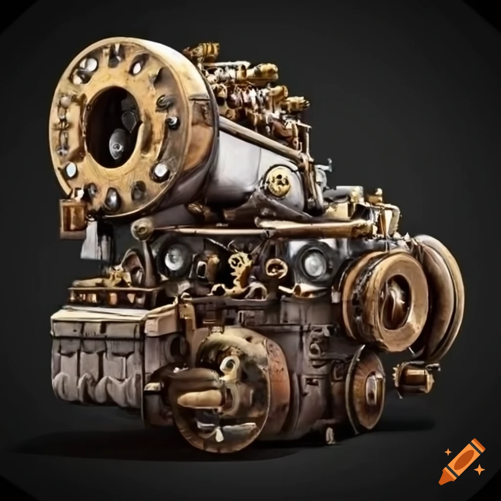 Steampunk-inspired speed machine with intricate Victorian era machinery ...
