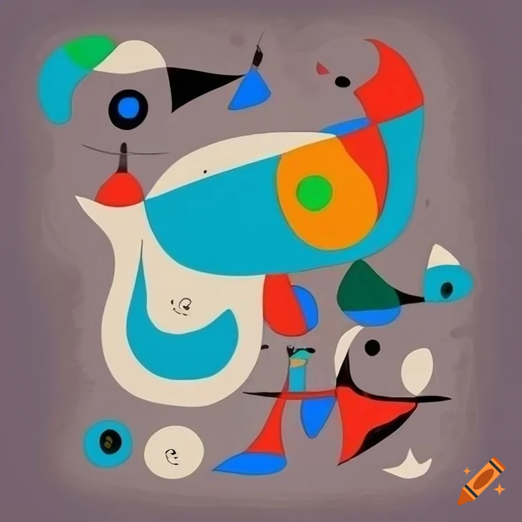 Surrealist cosmic creatures and plants in miro painting style with ...