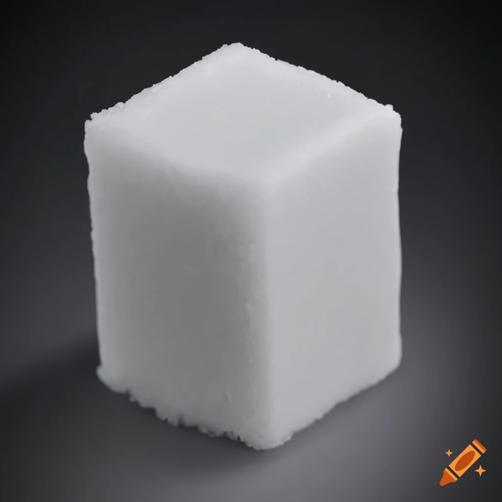 Hyper-realistic sugar cube with intricate shape and texture on Craiyon