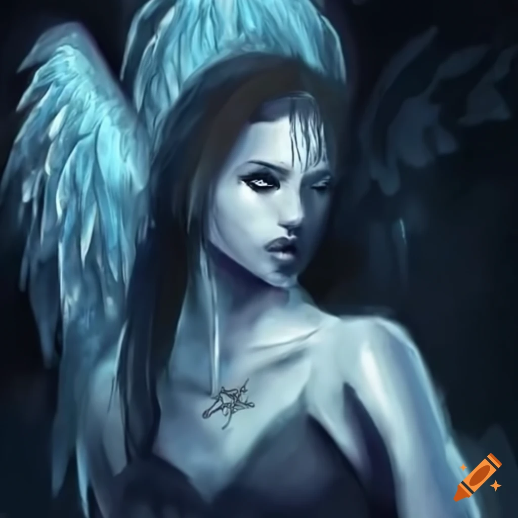 Ice fallen angel lady sculpture on Craiyon