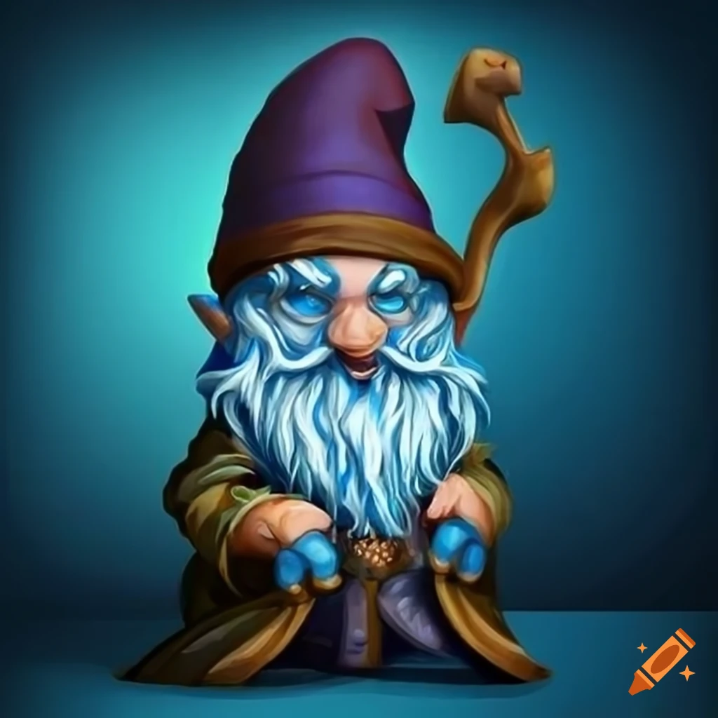 Gnome Wizard With Staff And Blue Skin On Craiyon