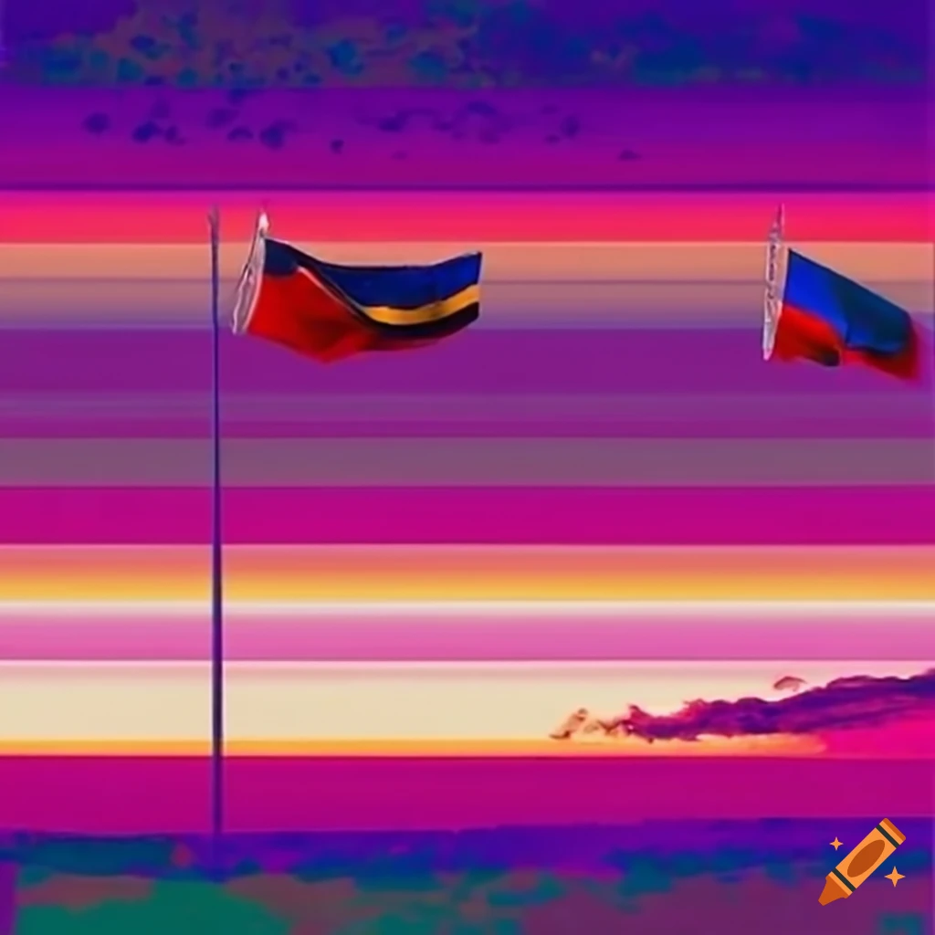 Horizontal tricolor flag with sunset colors: orange, purple, and pink ...