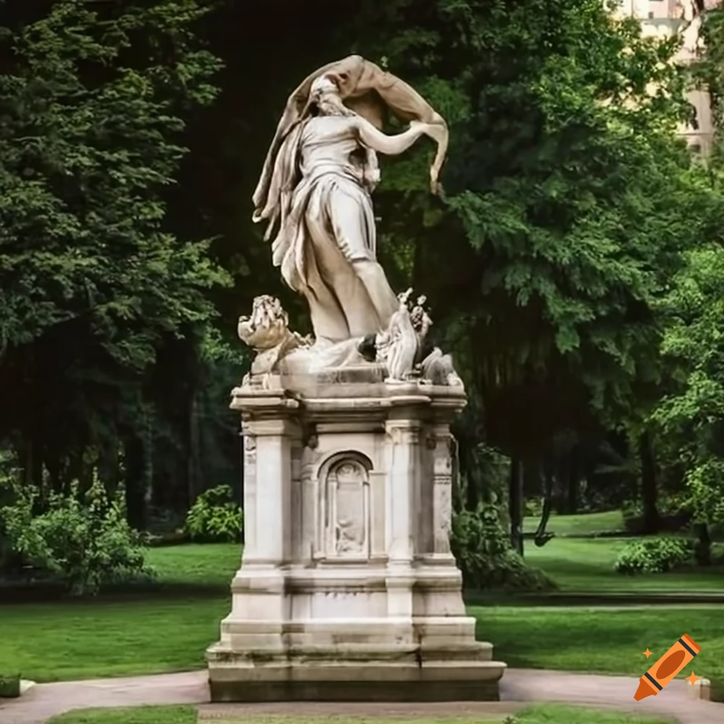 Classic Italian statue in an urban city park on Craiyon