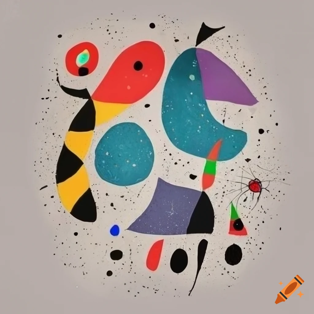 Surrealist cosmic creatures and plants in miro painting style with ...