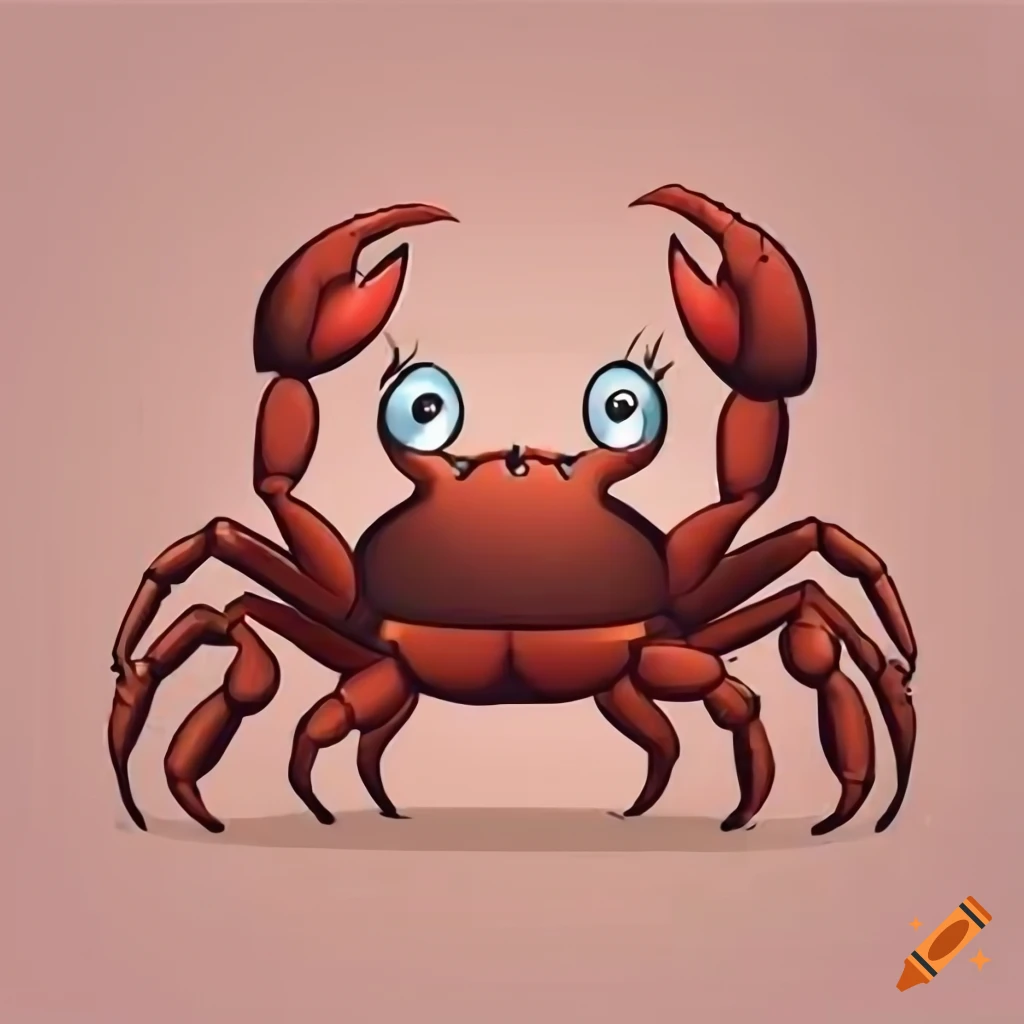 Cartoon female crab in a swimsuit with a large top on Craiyon