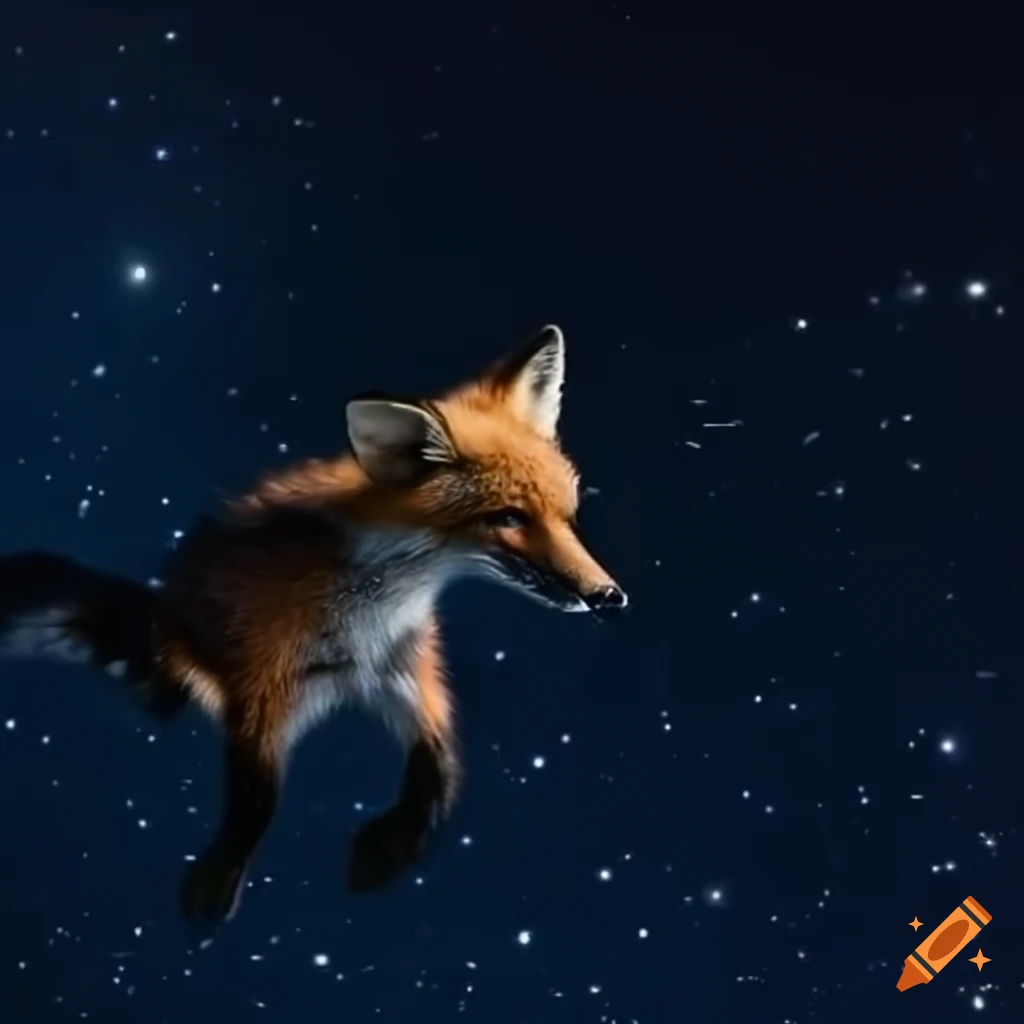Red fox floating in outer space on Craiyon