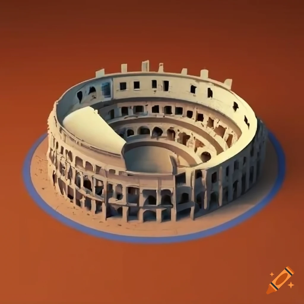 Isometric pre-rendered model of the colosseum on Craiyon