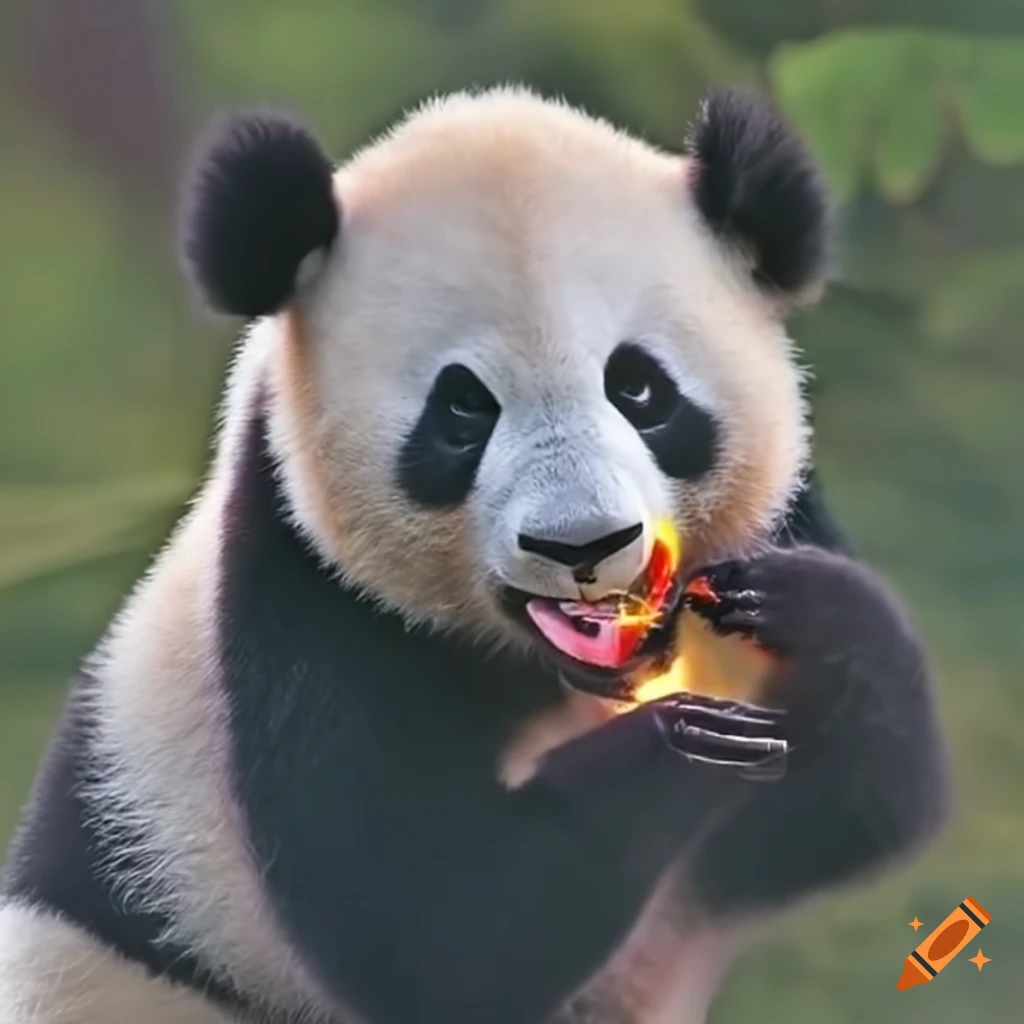 Panda eating a lightbulb on Craiyon