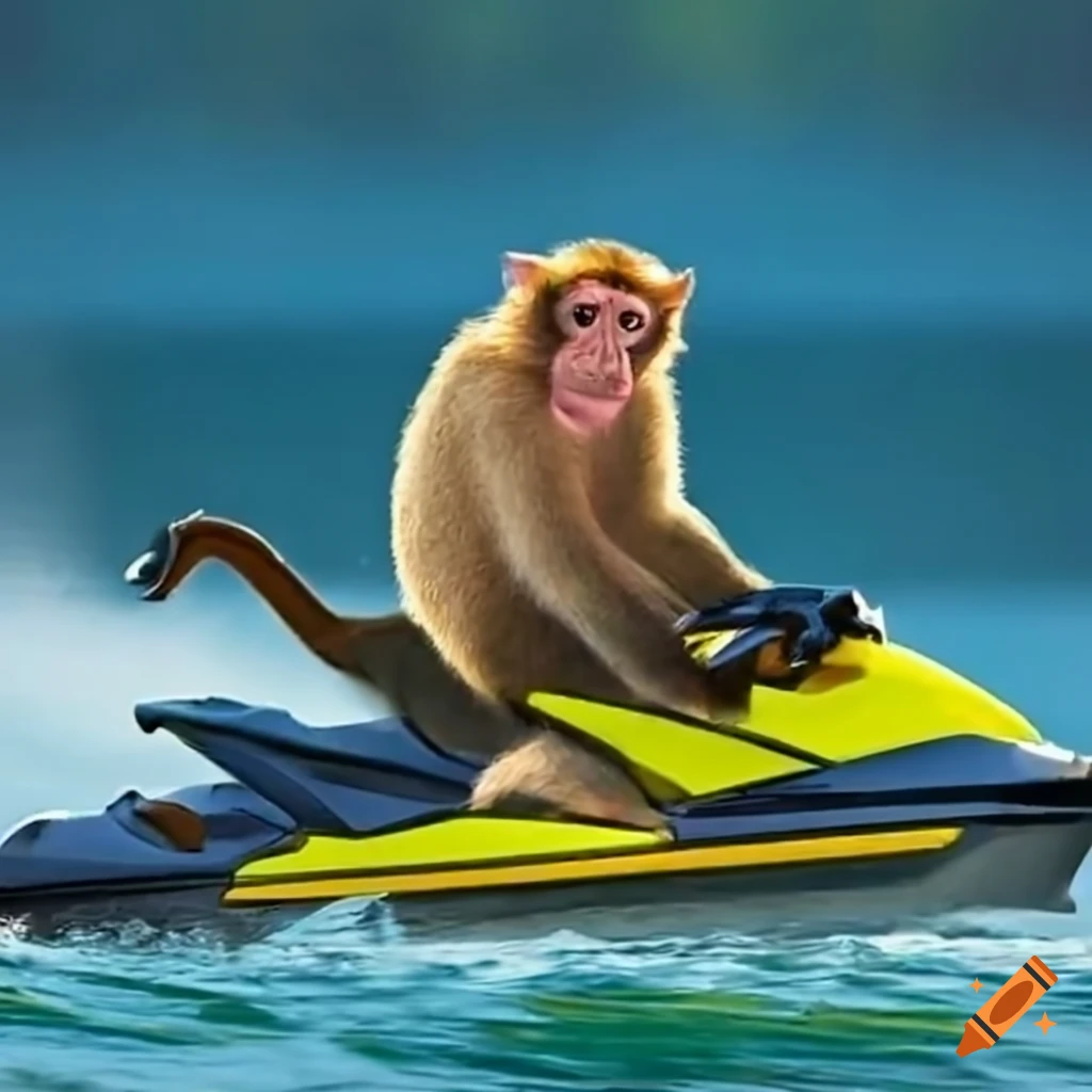 Monkey riding a jet ski on Craiyon