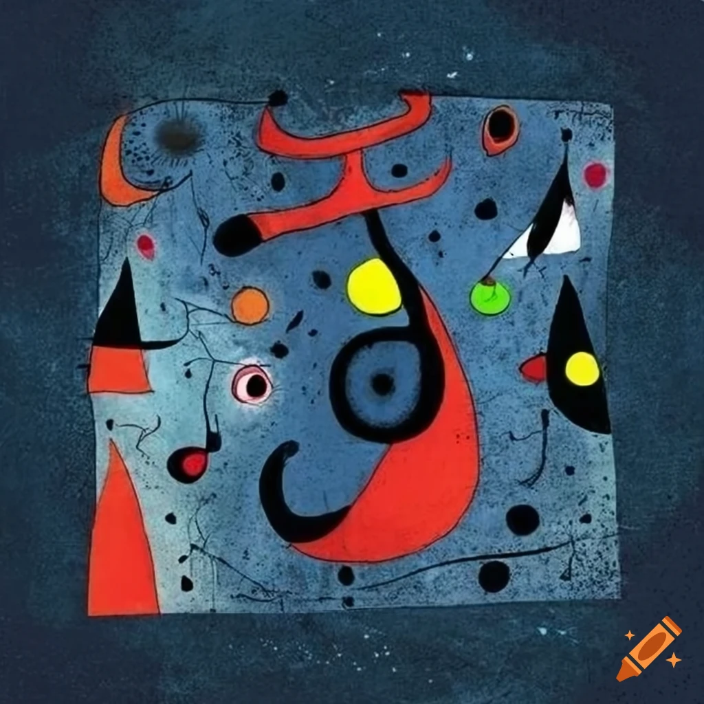 Surrealist cosmic creatures and plants in Miro painting style with ...