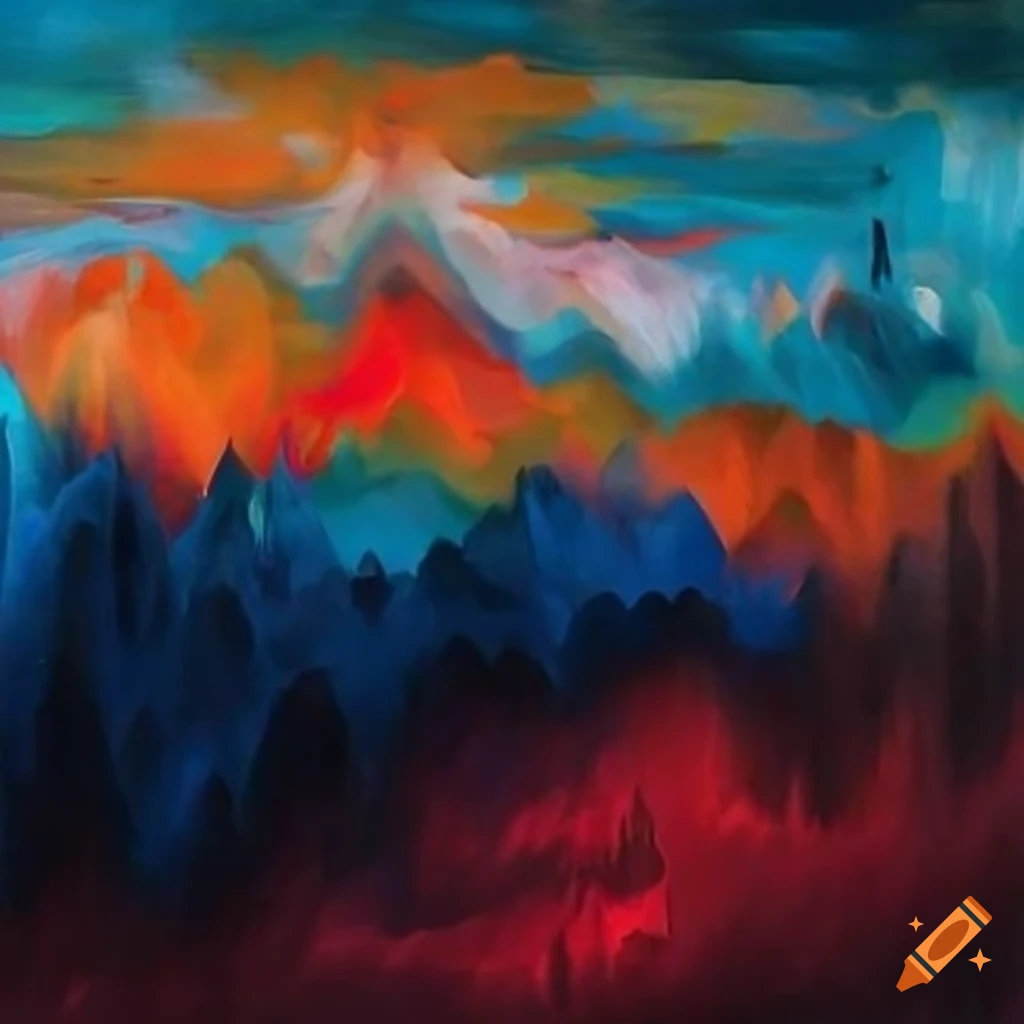 Expensive abstract mountain landscape painting on Craiyon