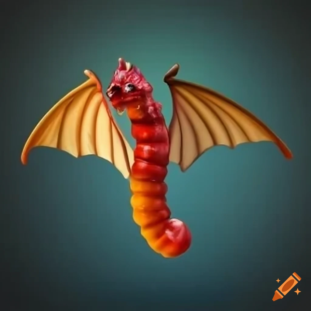Gummy worm with dragon wings on Craiyon