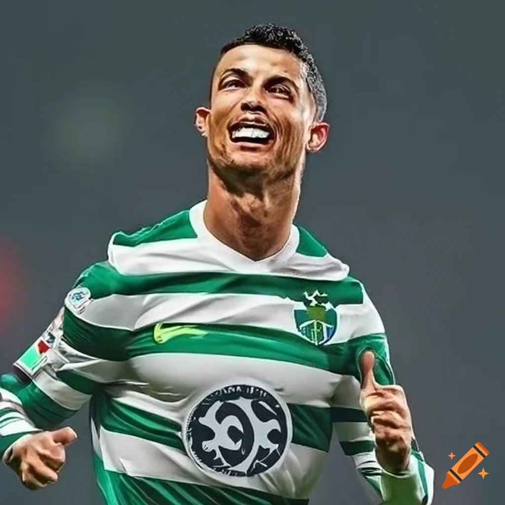 Cristiano ronaldo wearing a sporting clube de portugal shirt on Craiyon