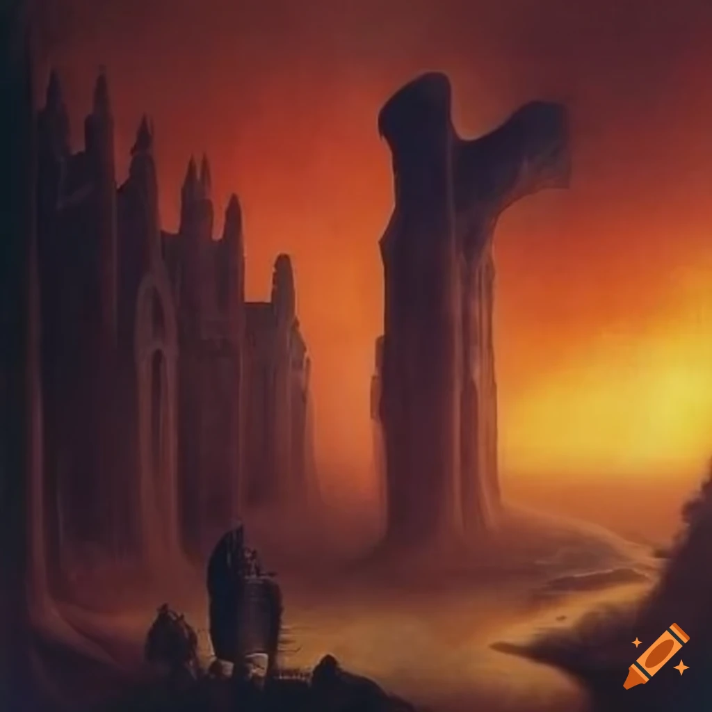 Inferno places depicted by zdzislaw beksinski on Craiyon