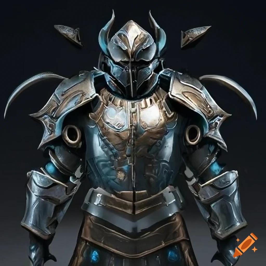 Close view of heavily armored magical body armor on Craiyon