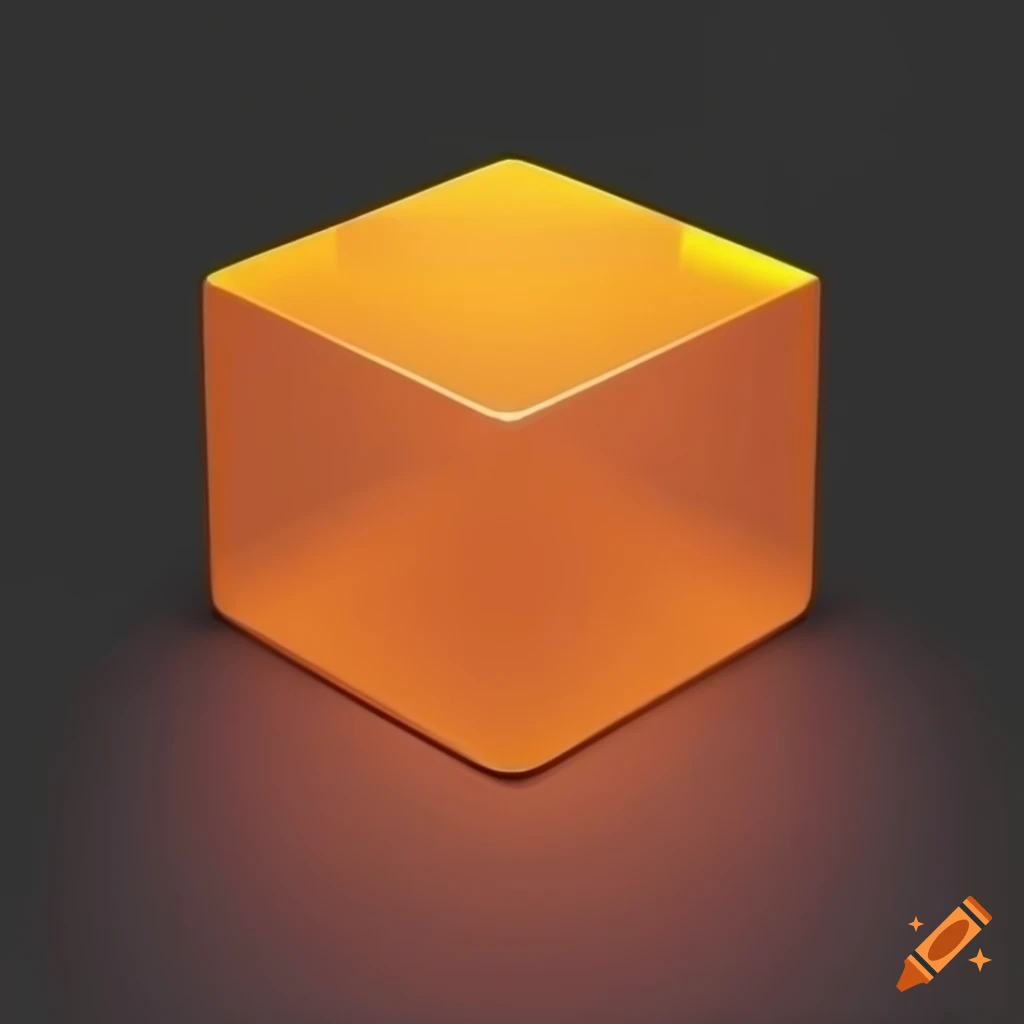 Glossy orange cube on black background on Craiyon