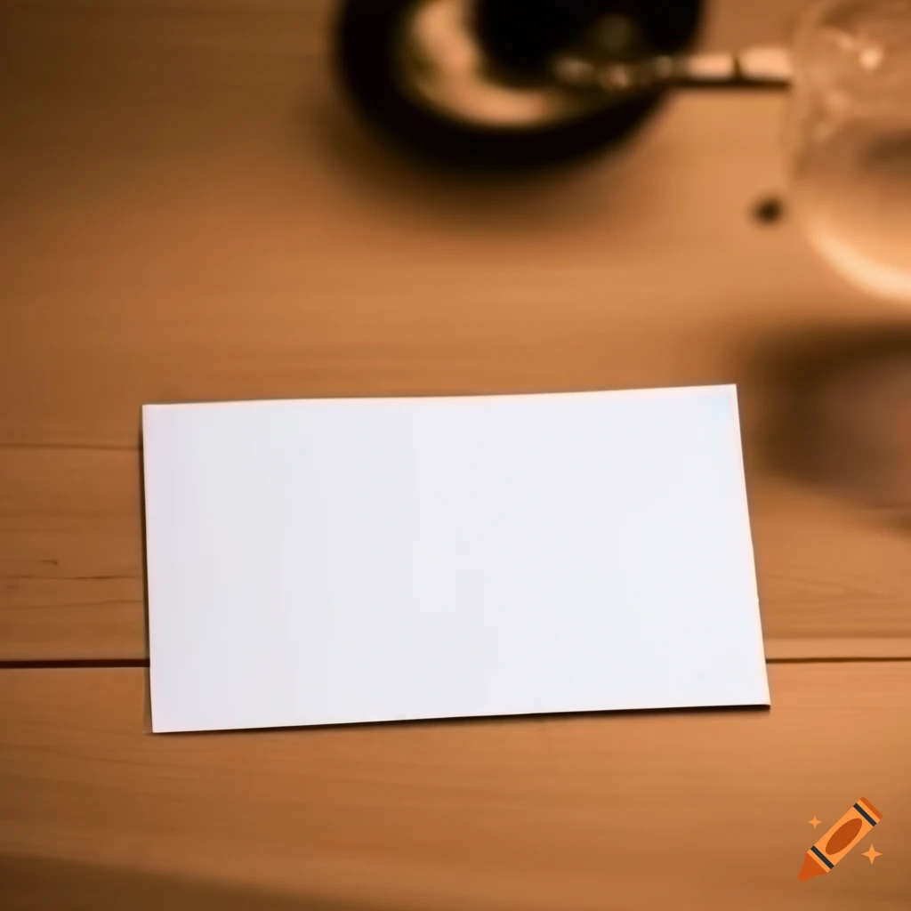 Close up of blank note paper on a table with dim lighting on Craiyon