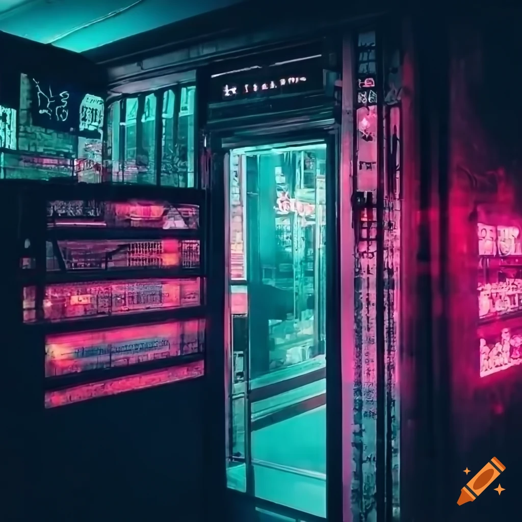 Close-up of a solarpunk style japanese metro station at night with ...