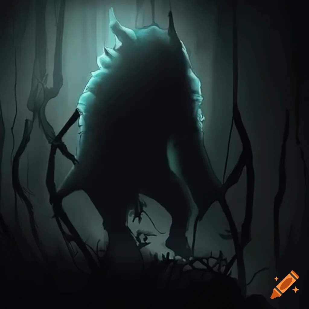 Unsettling monster emerging from shadows at night on Craiyon