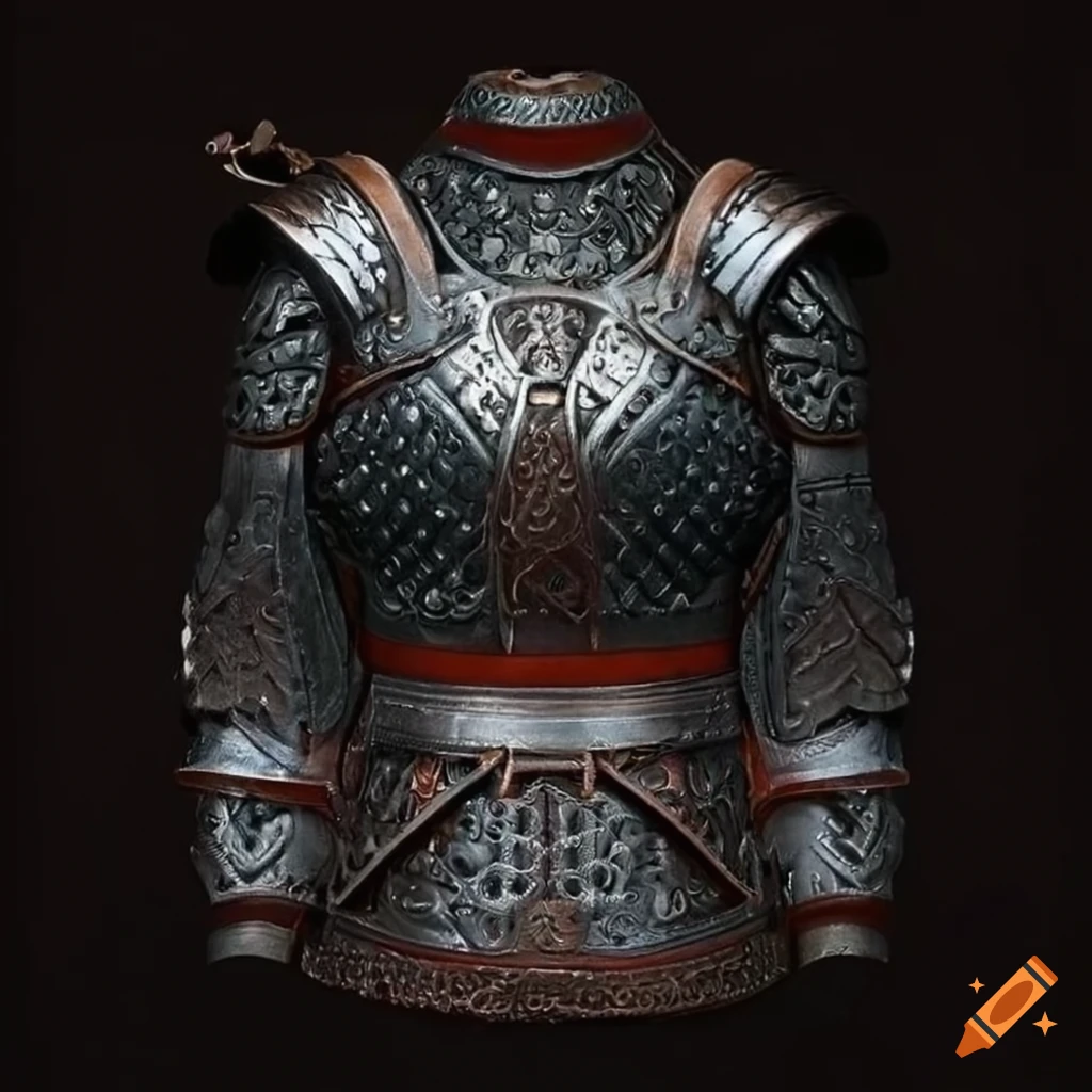 Front view of magic body ringmail cuirass on Craiyon