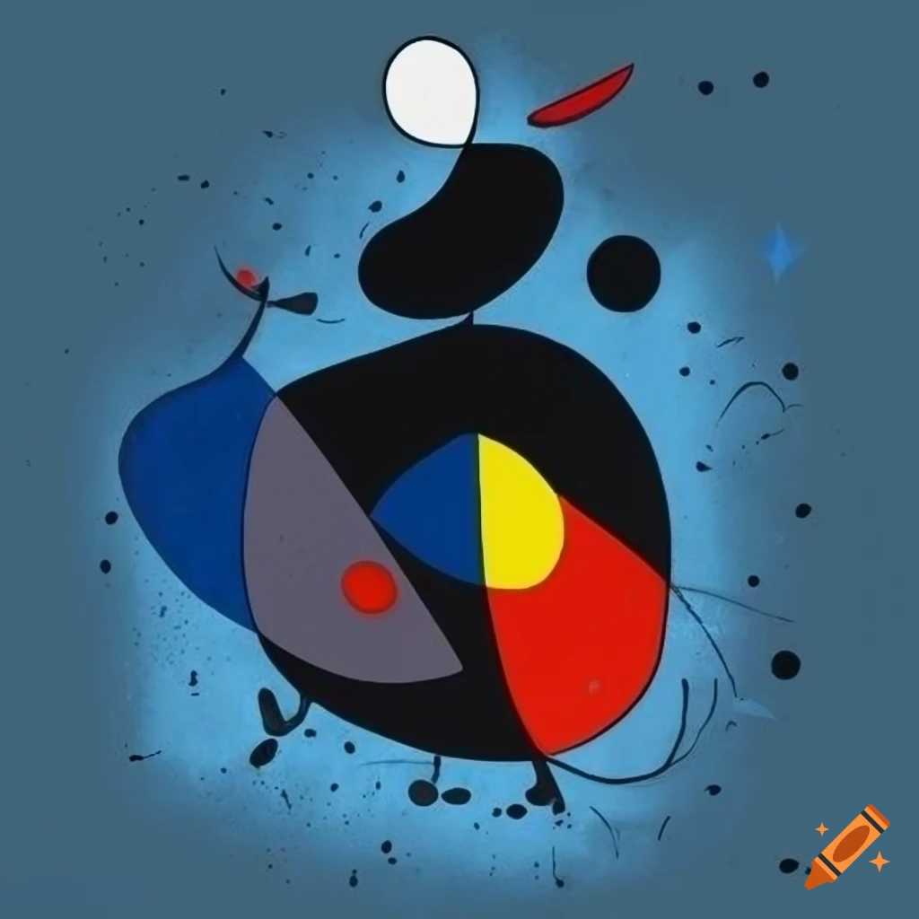 Surrealist cosmic creatures and plants in red, yellow, white, and blue ...