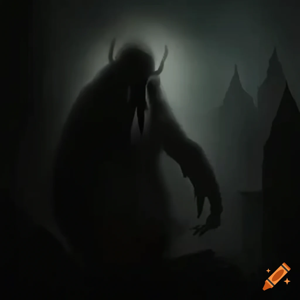 Unsettling monster emerging from shadows at night on Craiyon