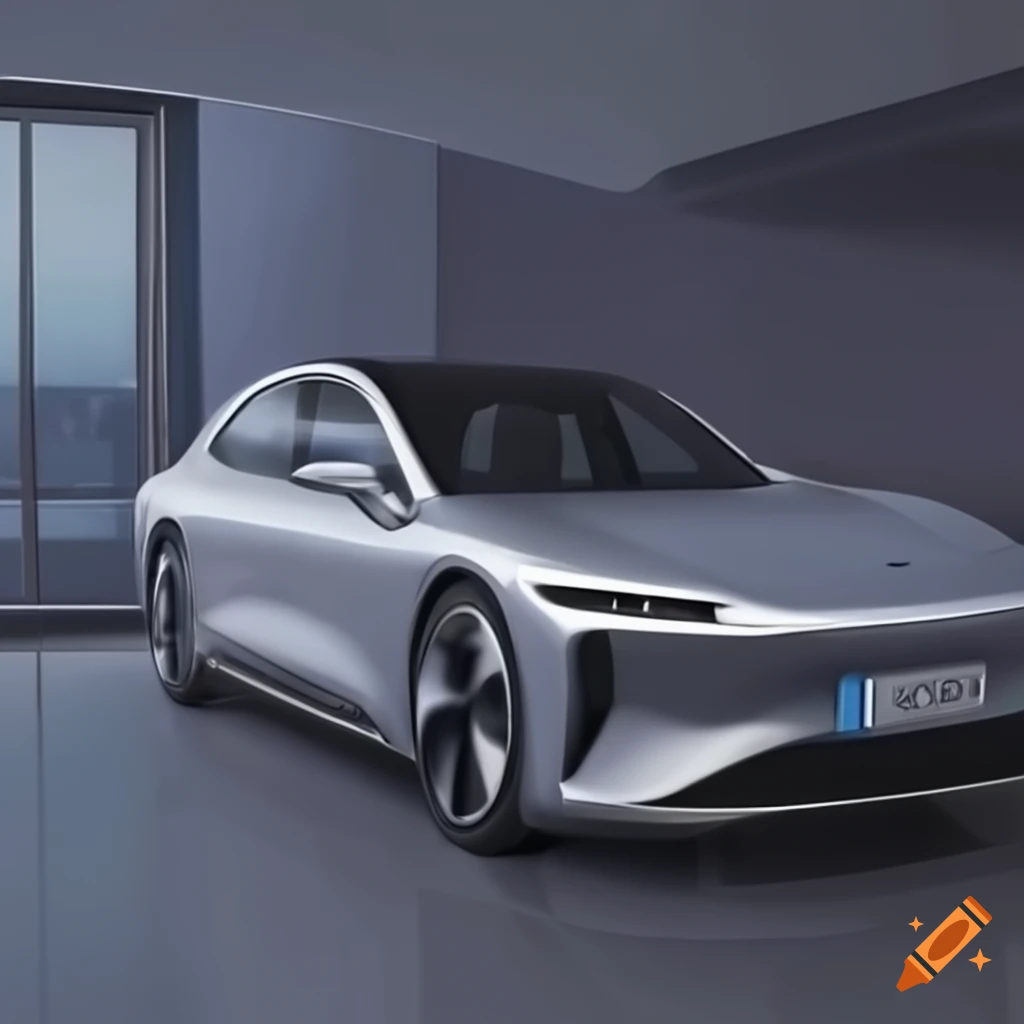 Silver nio et7 car in a cgi animated scene on Craiyon