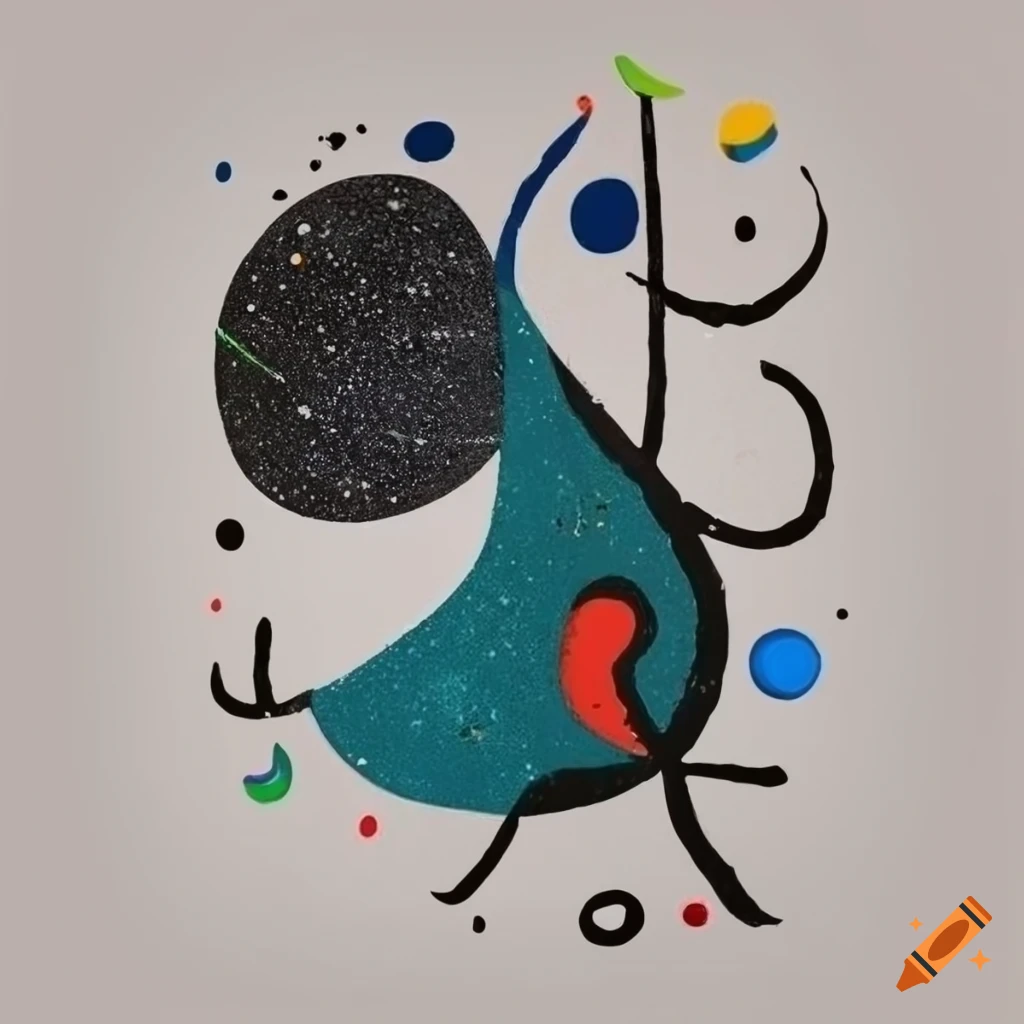 Surrealist cosmic creatures and vegetation in miro style painting with ...
