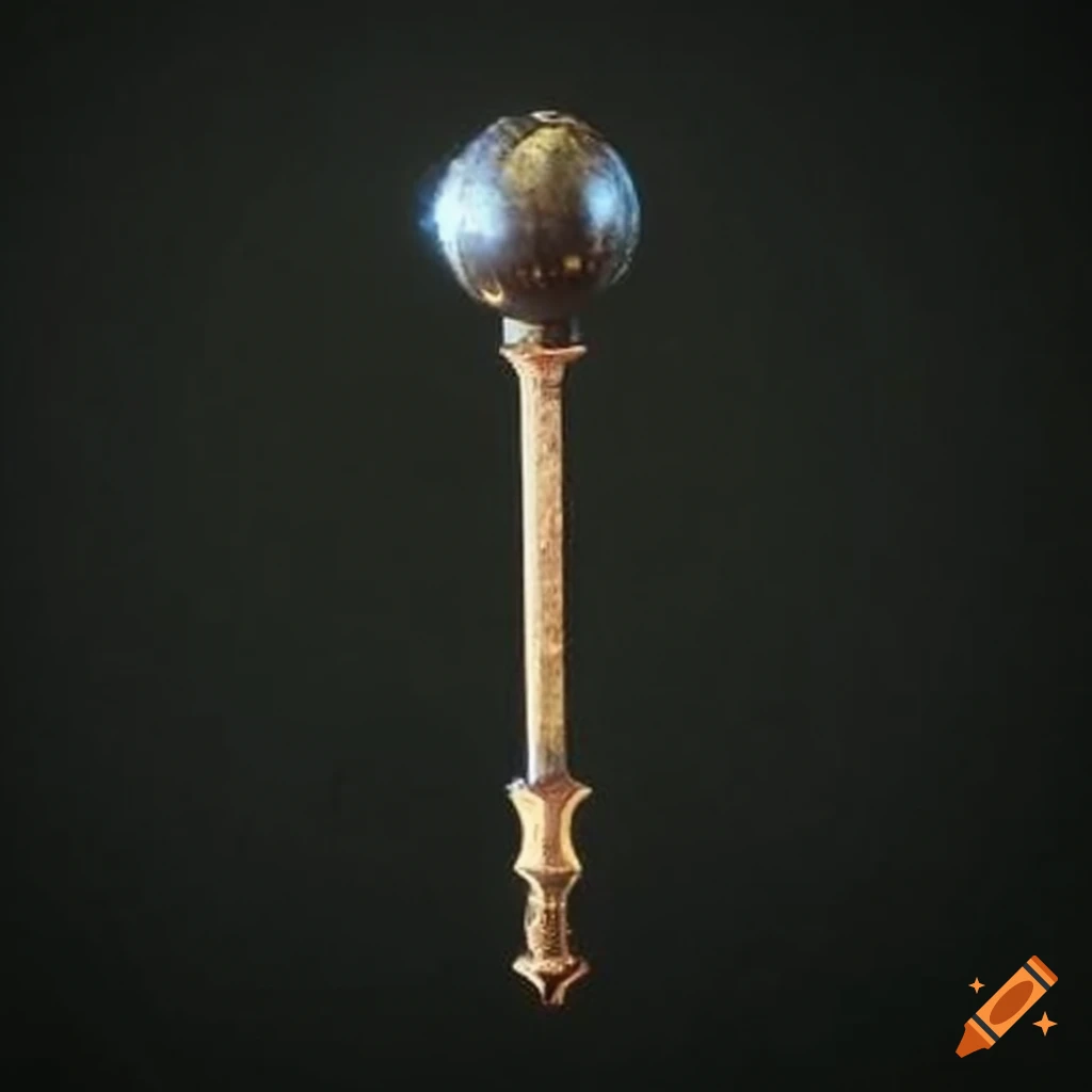 Arcane flange mace weapon scepter with pommel on Craiyon