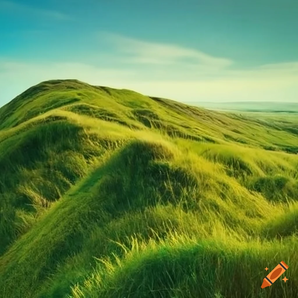 Grassy hillside on rocky cliff on Craiyon