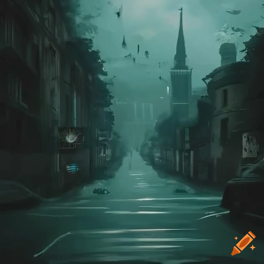 Detailed city streets with a magical fey aesthetic on Craiyon