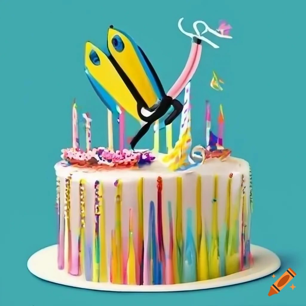 Diving fins and snorkel on a birthday cake on Craiyon