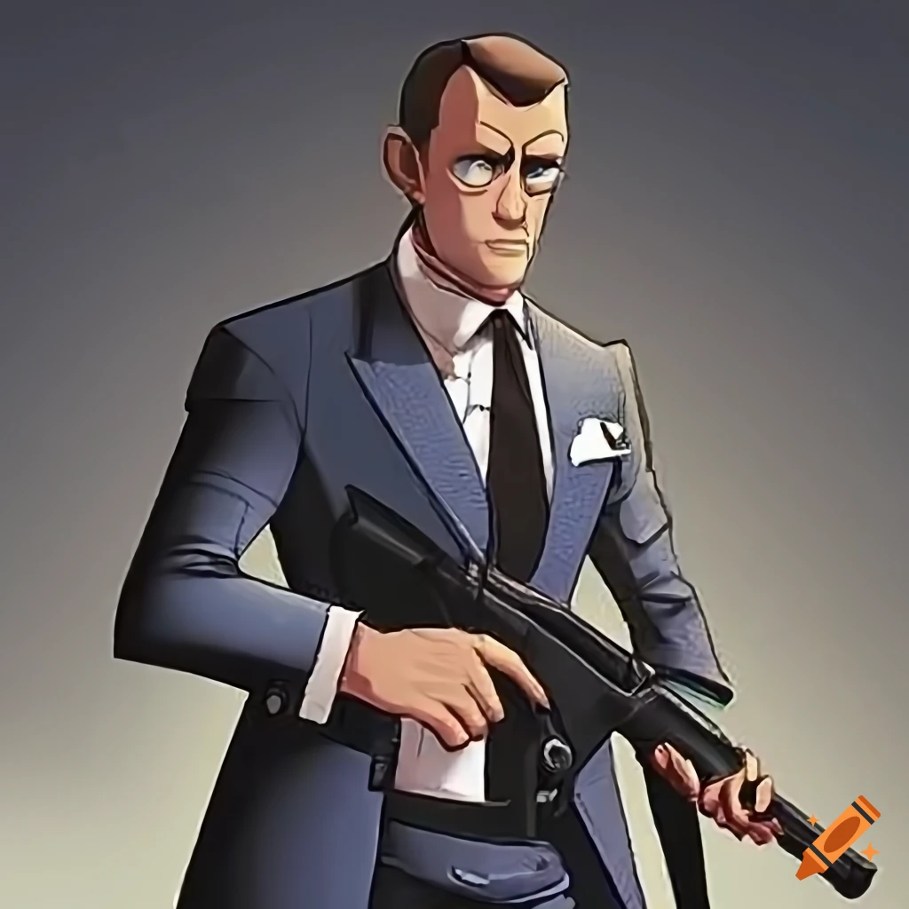 Stylized anime version of the iconic secret agent, james bond on Craiyon
