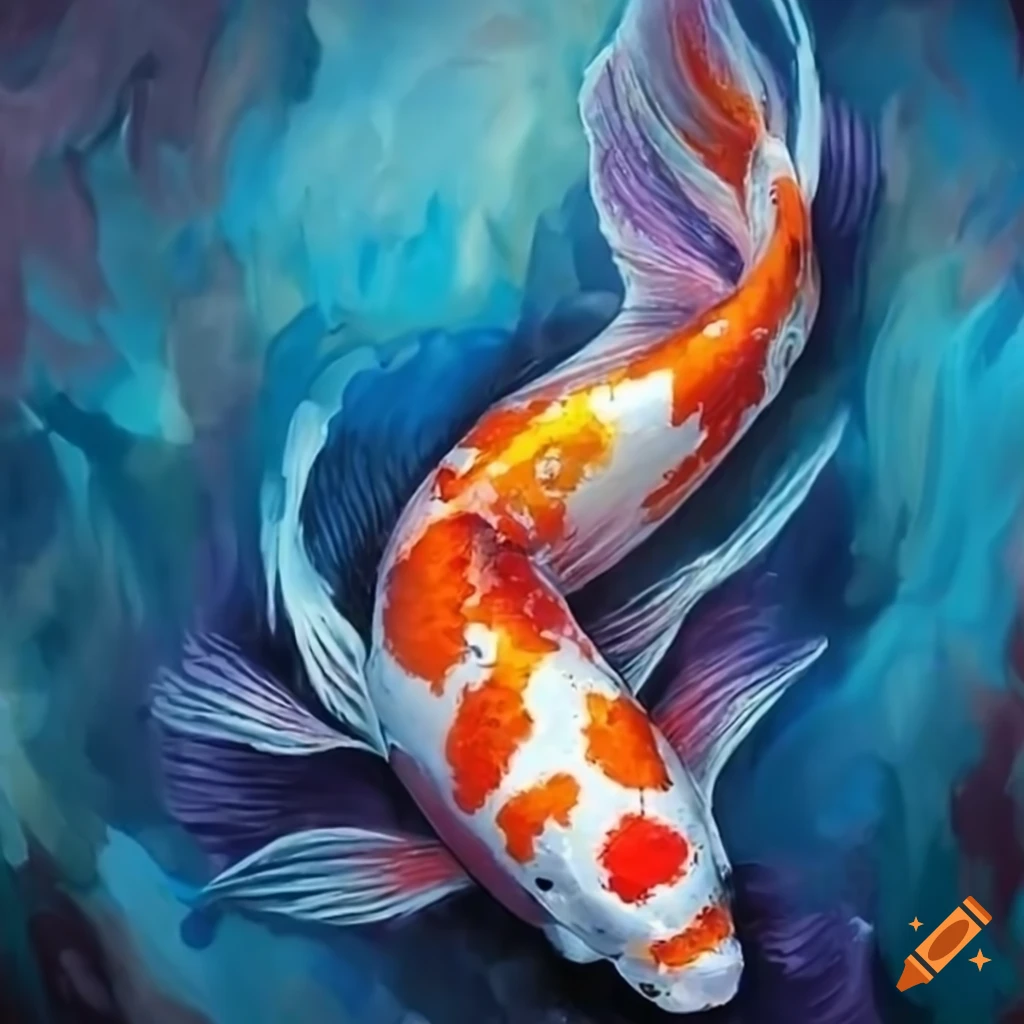 Powerful koi fish painting on Craiyon