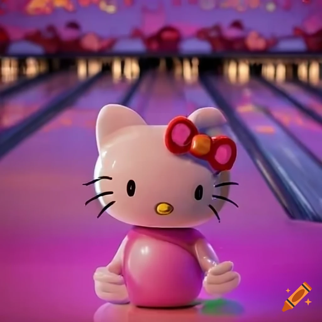 Hello kitty at a disco bowling alley on Craiyon