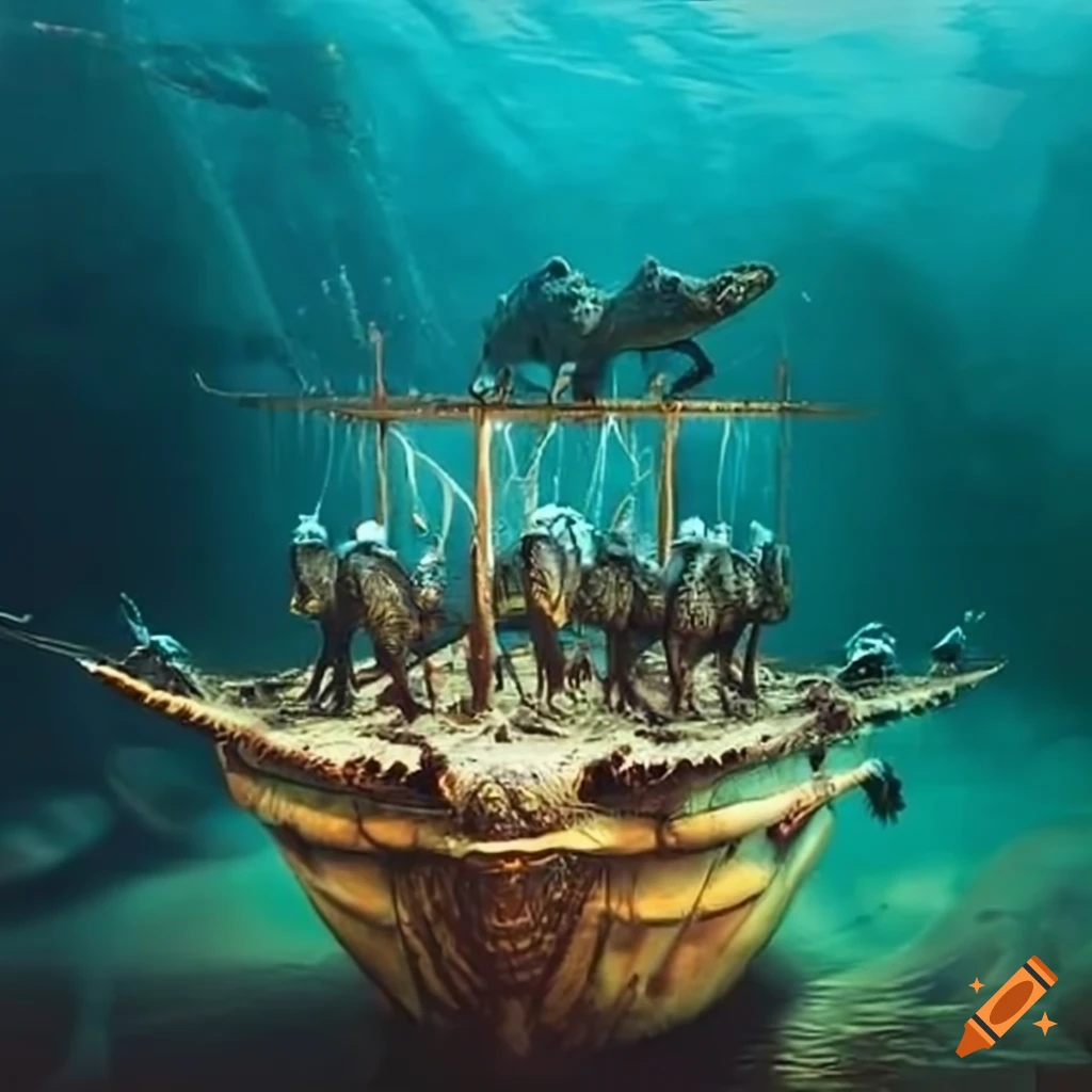 Six alligators aboard a ship on Craiyon