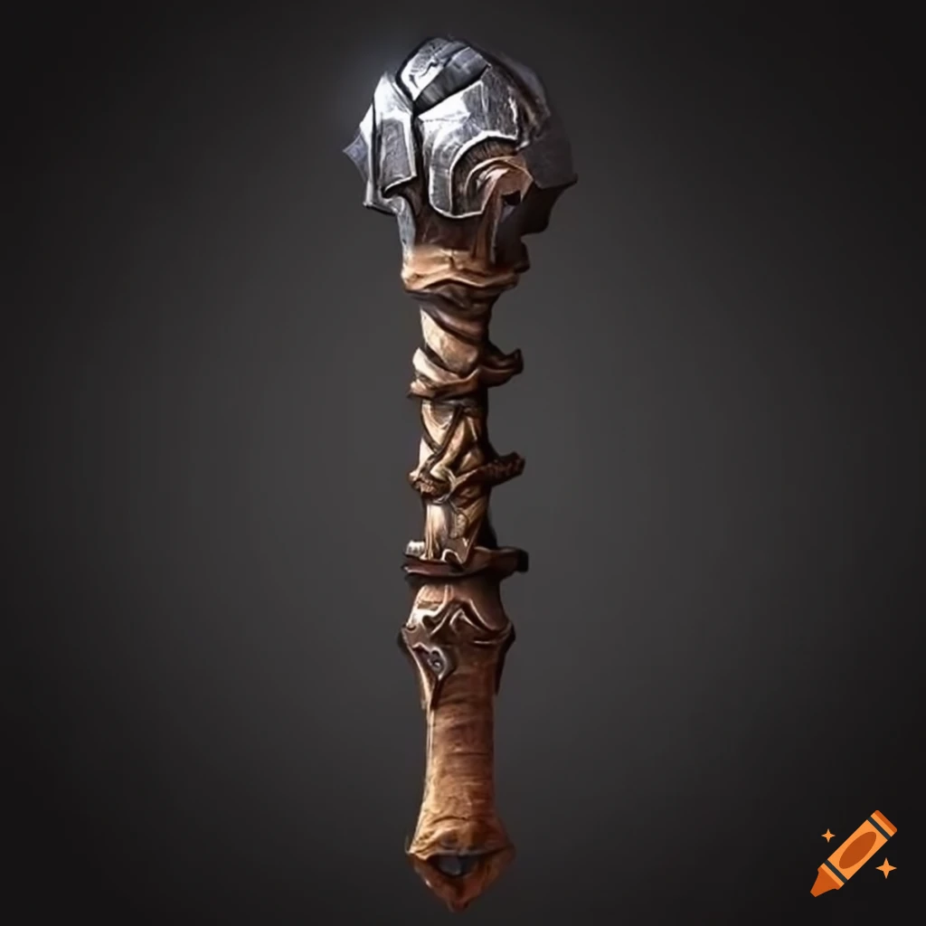 Arcane heavy mace shaped like a steel fist on Craiyon