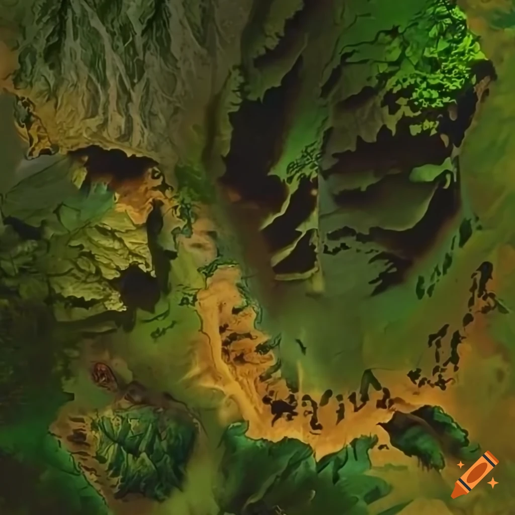 Map of mountain territory and forest on Craiyon