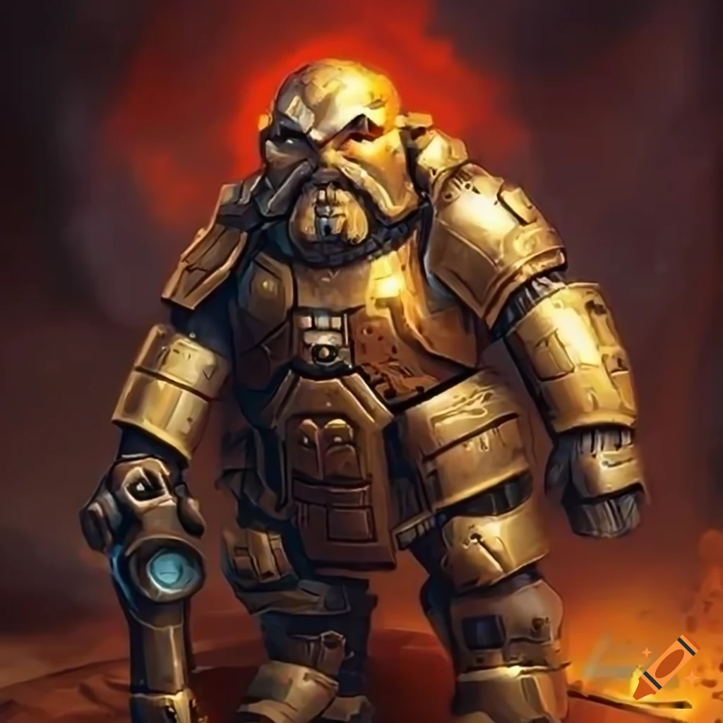 Sci-fi dwarf in power armor on Craiyon