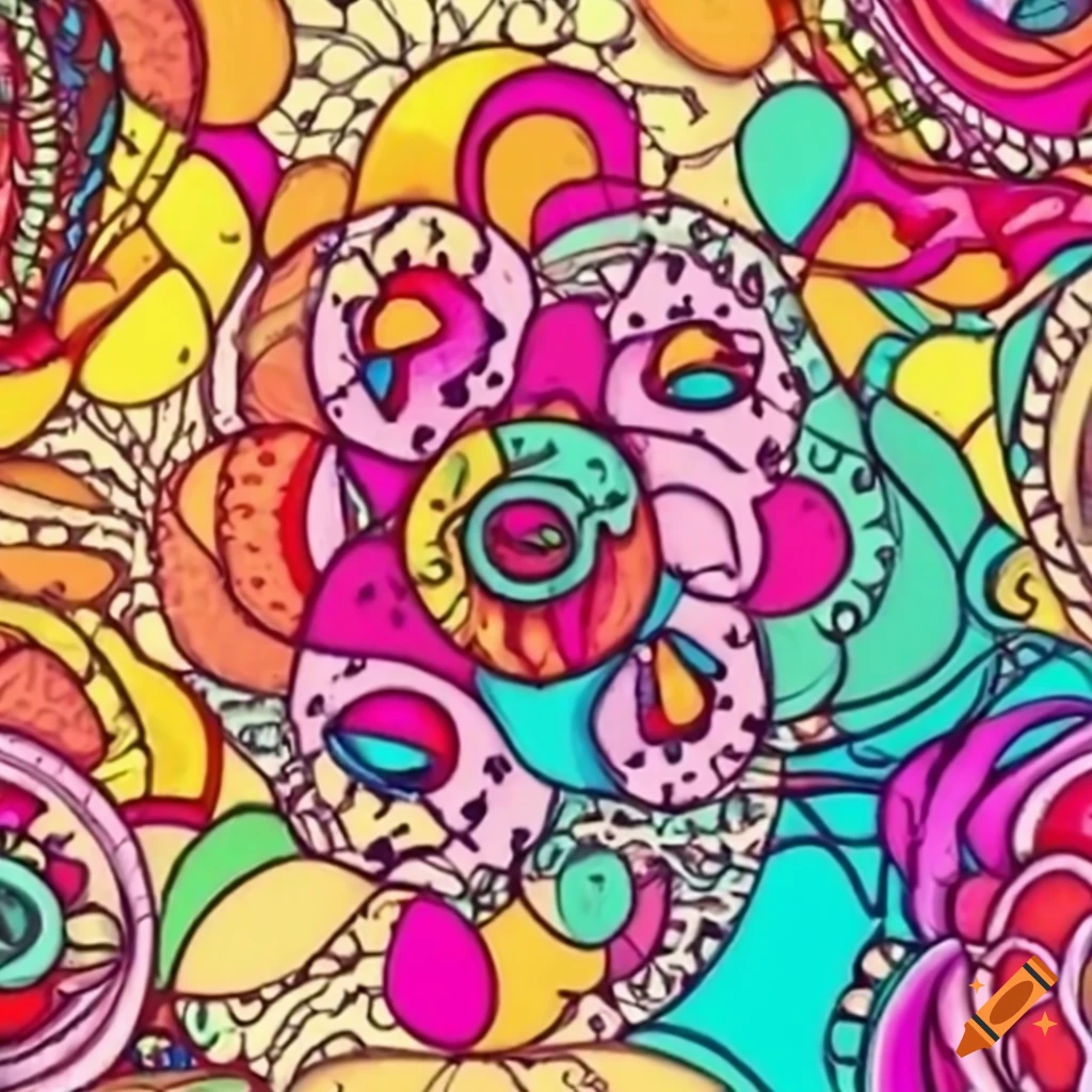 Zentangle patterns over colorful abstract background on Craiyon