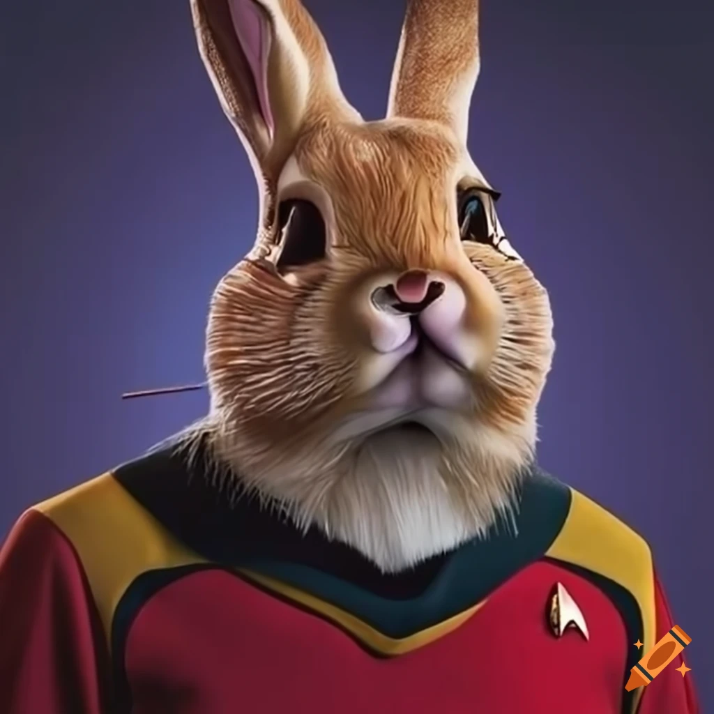 Male bunny in star trek uniform on Craiyon