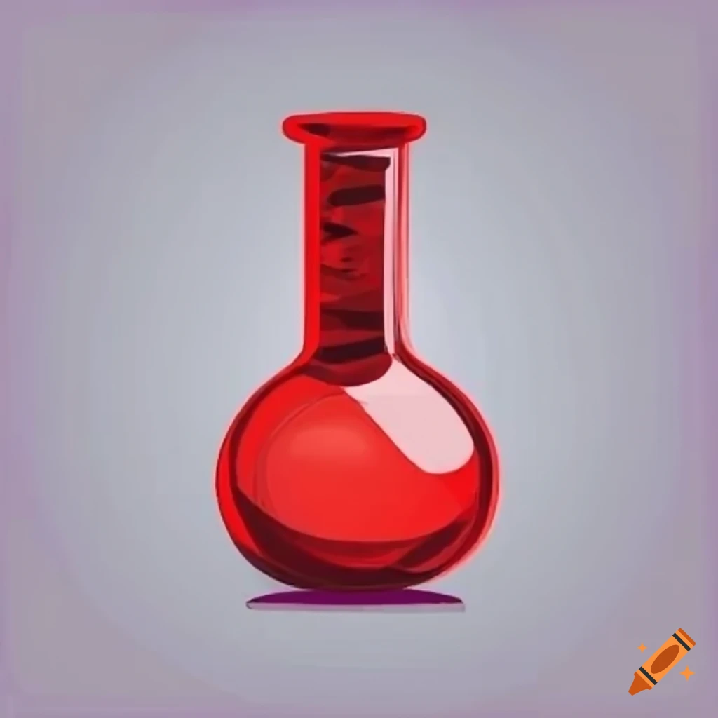 Cartoon beaker with red liquid on Craiyon