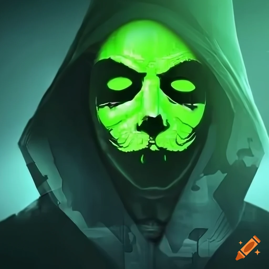Futuristic computer hacker in green tone on Craiyon