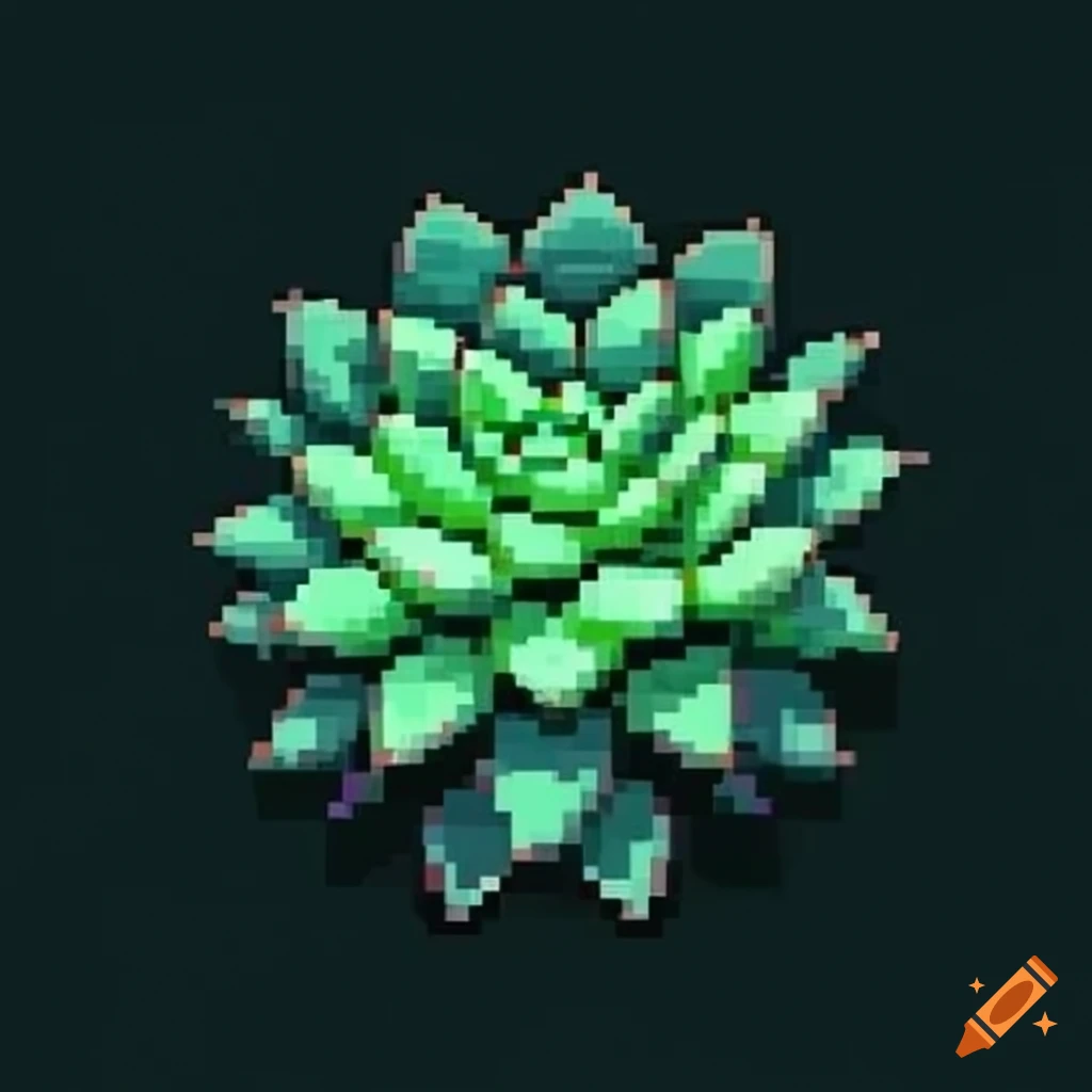 Pixel art of beautiful succulent plants on Craiyon