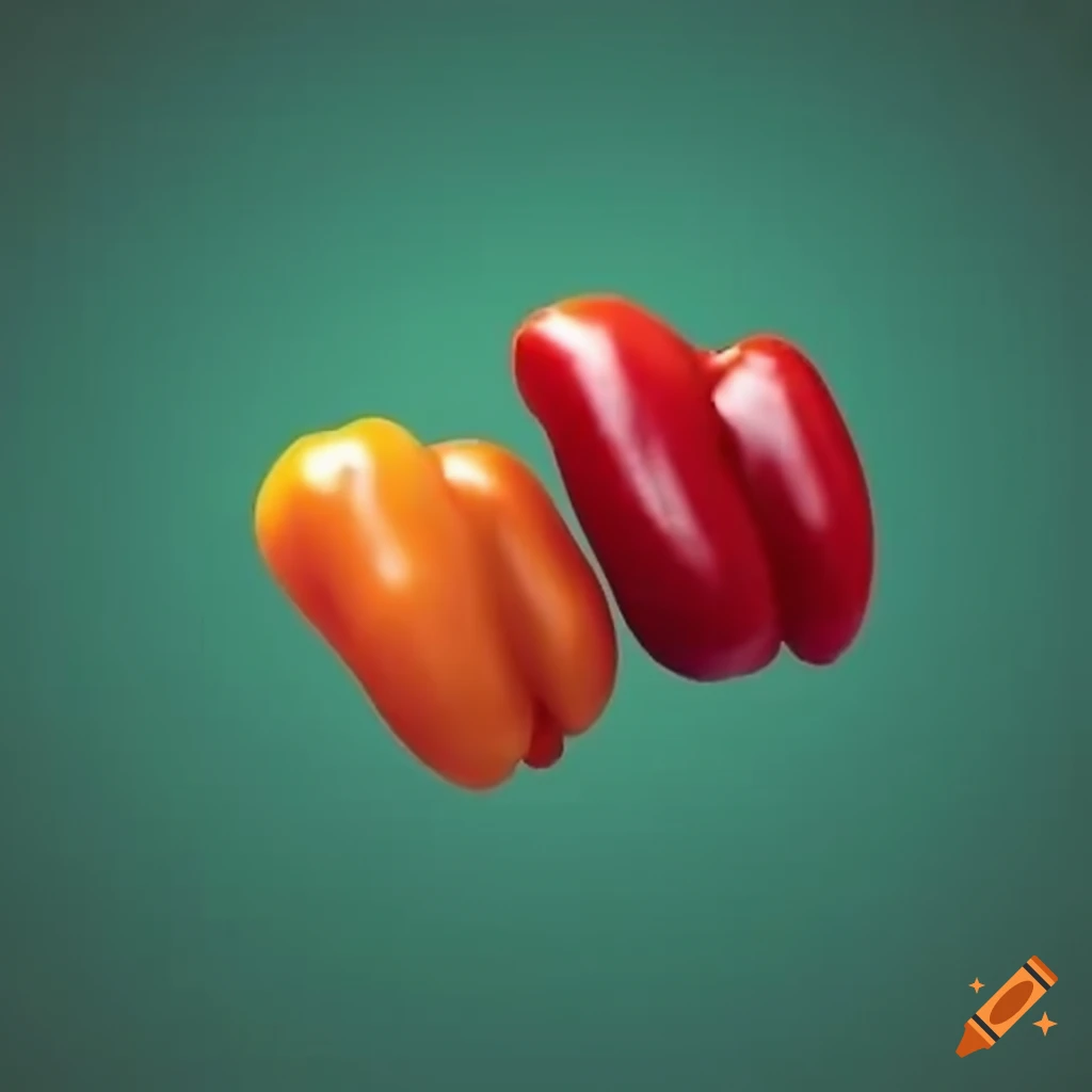 Three colorful bell peppers in an animated image on Craiyon